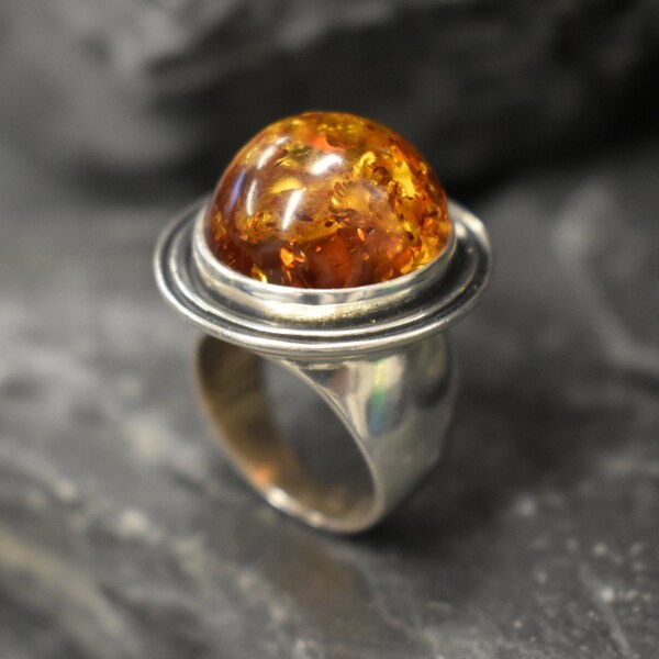 Vintage Amber Ring - Etsy