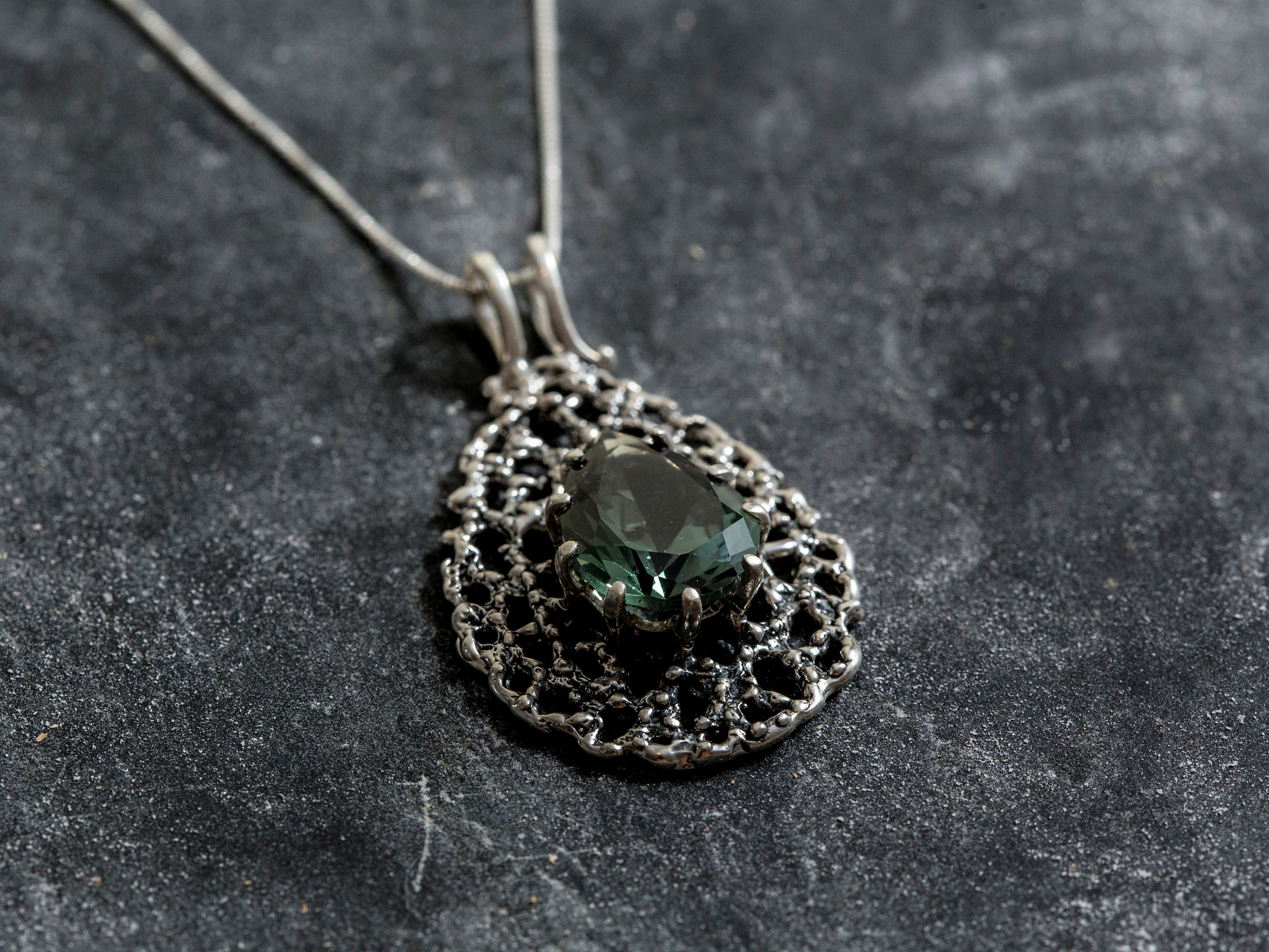 Green Diamond Pendant Created Diamond Green Stone Pendant | Etsy