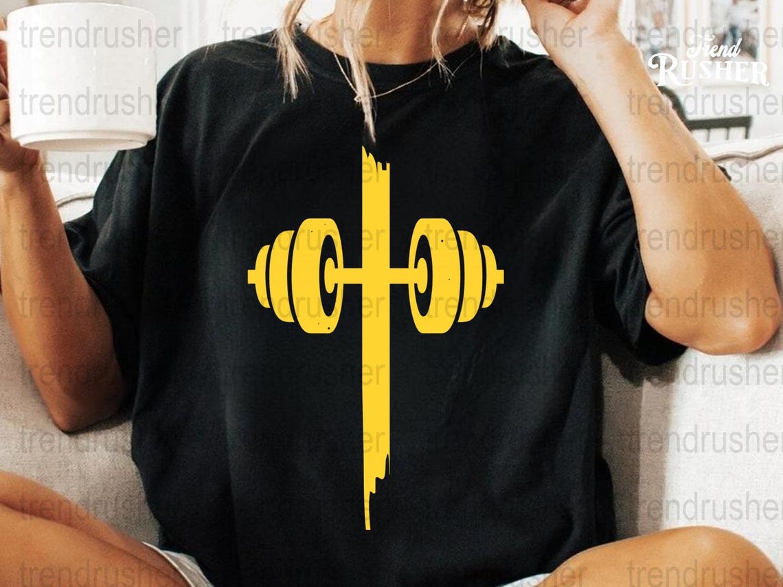 Christian Cross Barbell Png Faith and Fitness Png Religious Gym Workout ...