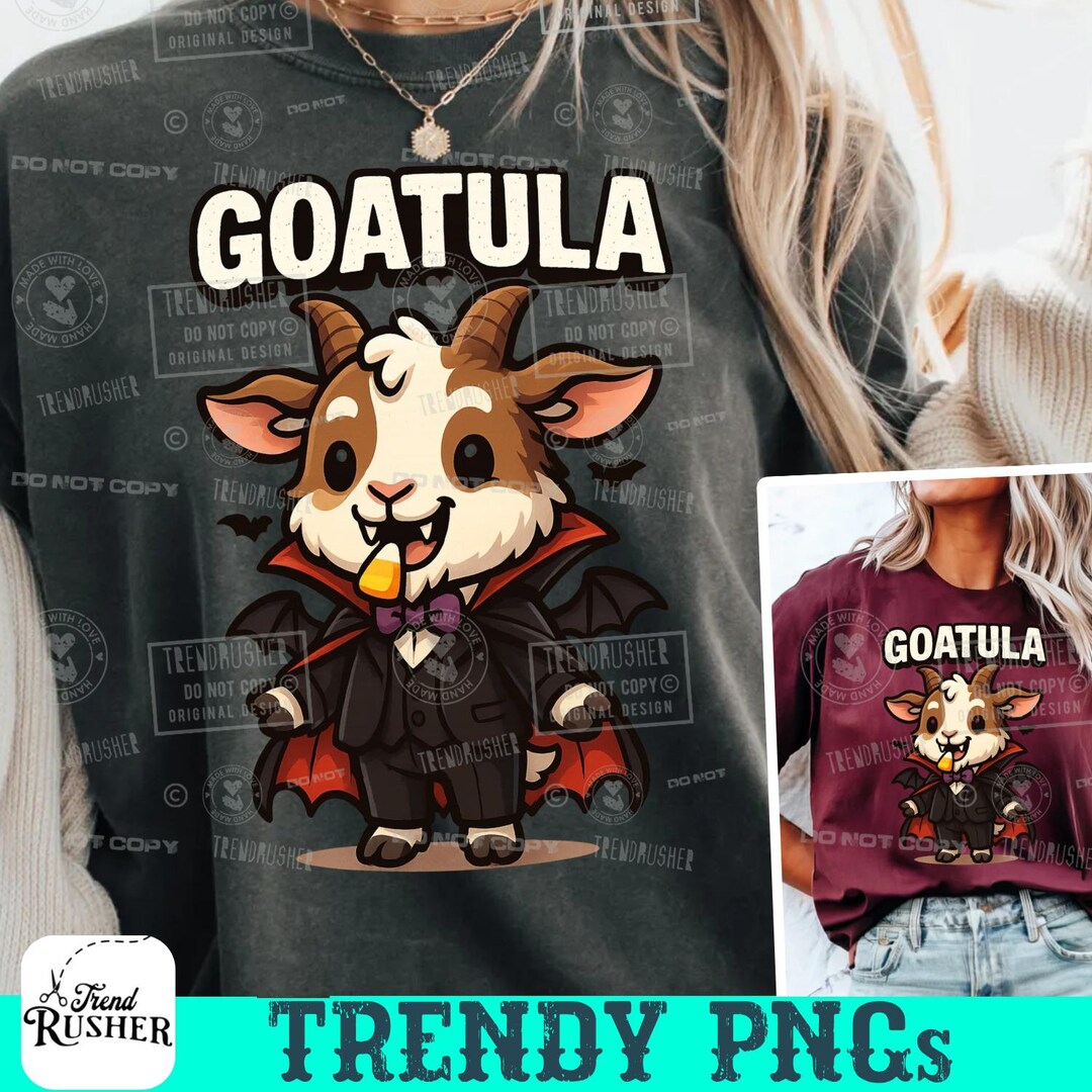Funny Halloween PNG Goatula Vampire Goat Png Spooky Farm Animal Pun Png ...