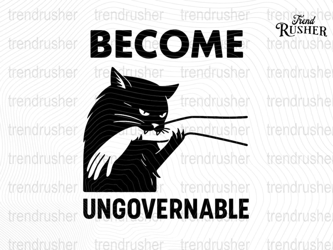Become Ungovernable - Black Cat Biting Hand Funny Meme Png Rebellious ...
