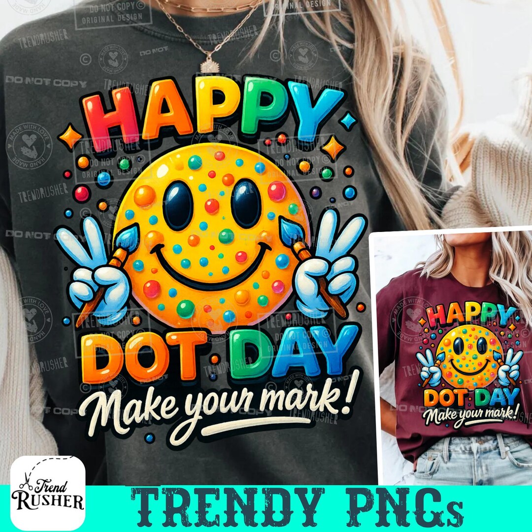 Polka Dot Smile Face PNG - Colorful Happy Dot Day Cricut File for Kids ...