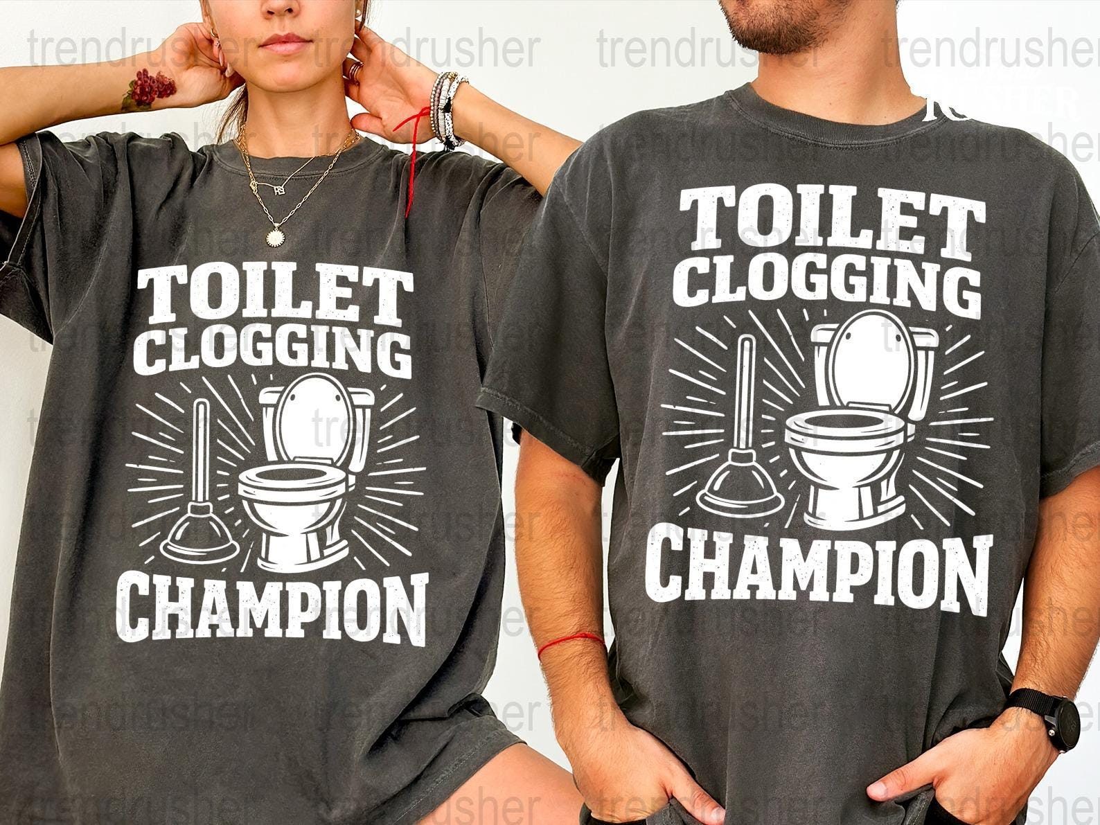 Toilet Clogging Champion PNG Funny Bathroom Humor Toilet Graphic Retro ...