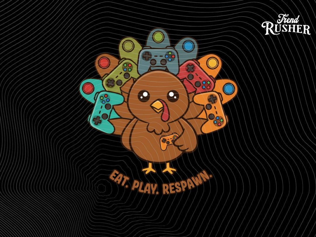 Gamer Thanksgiving Turkey Png, Eat Play Png, Cute Turkey Clipart, Funny ...