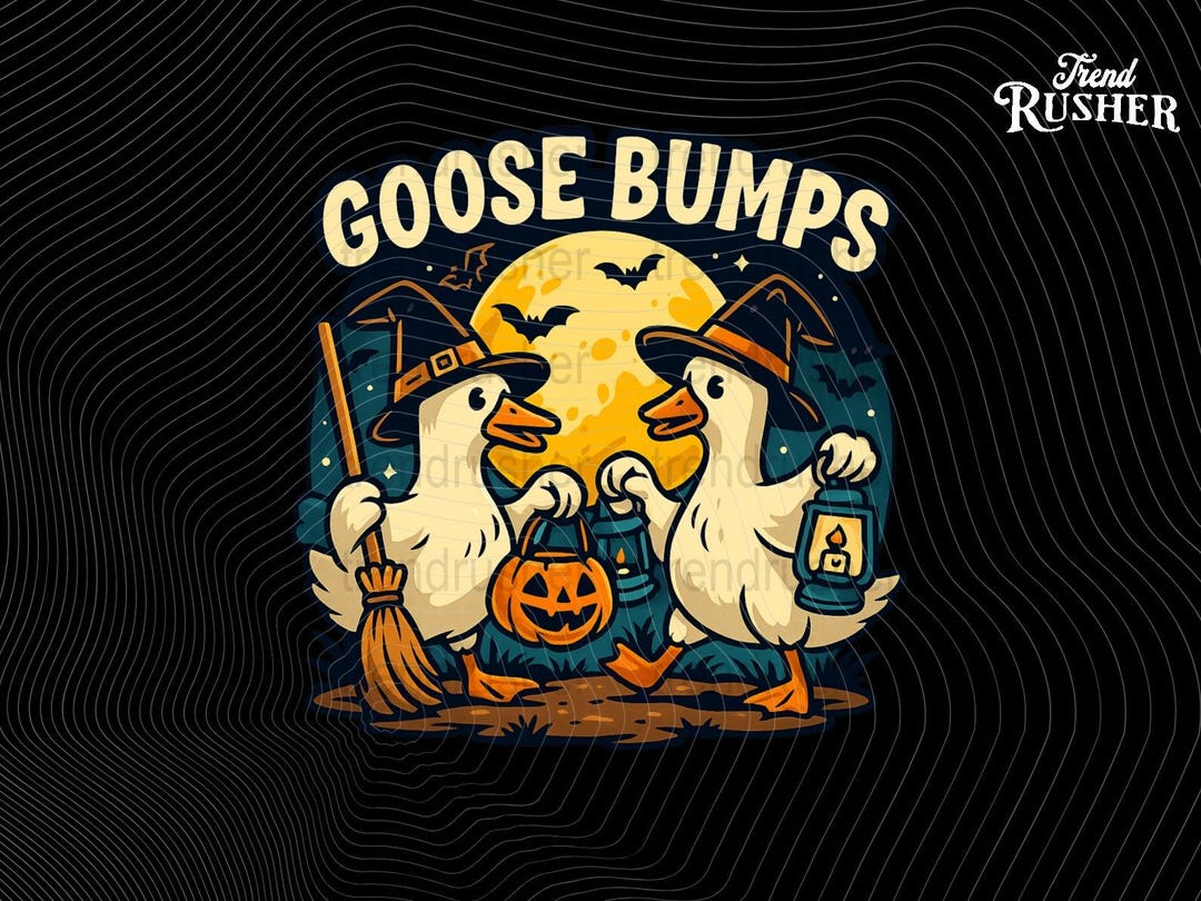 Goose Bumps Png Cute Geese in Halloween Costumes Funny Witch Hat Spooky ...