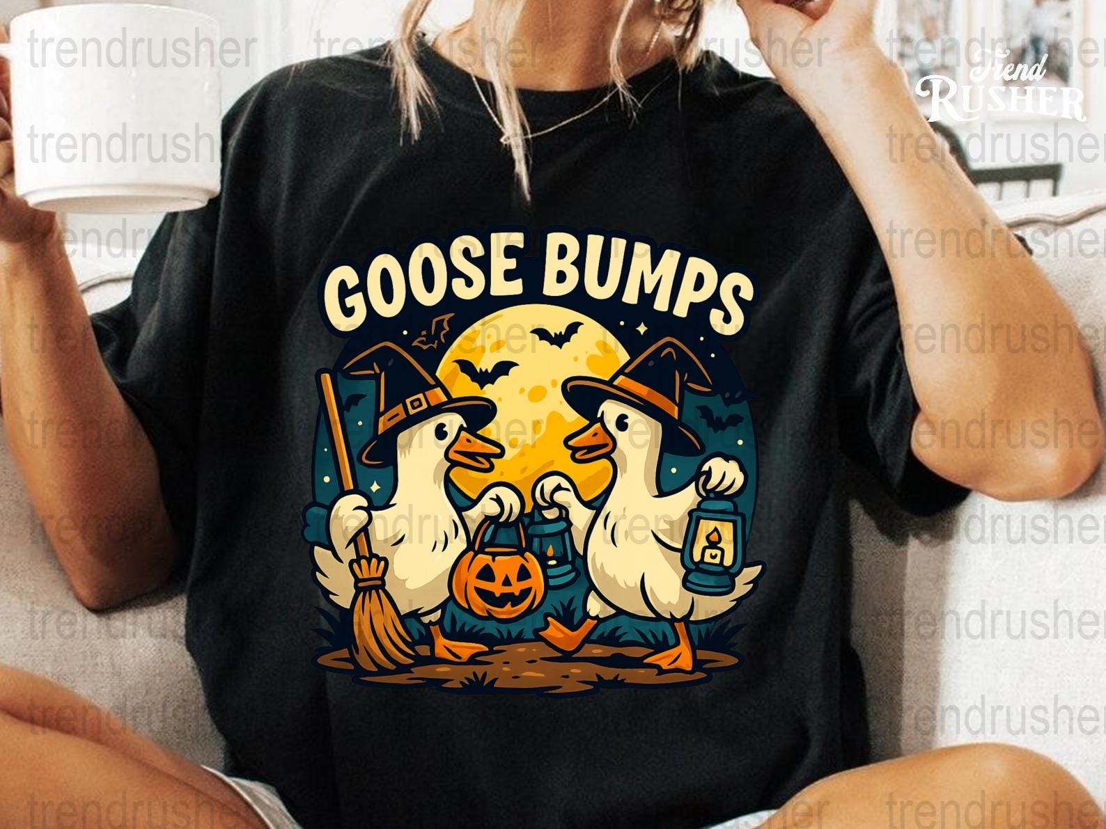 Goose Bumps Png Cute Geese in Halloween Costumes Funny Witch Hat Spooky ...