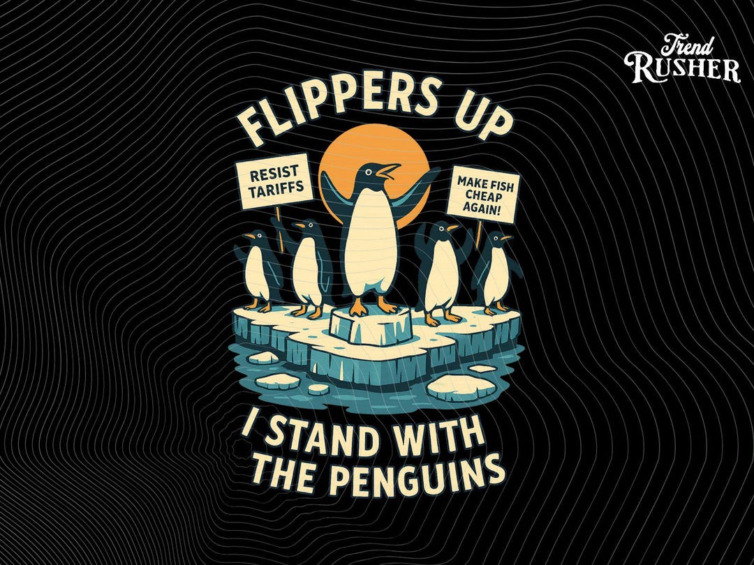 Funny Resist Penguins Protest Against Tariffs Png Penguin Unity Sign ...