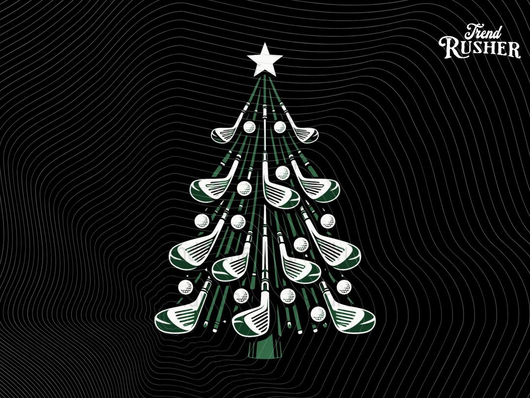 Golf Club Christmas Tree PNG: Retro Golfing Xmas Design for Golfers ...