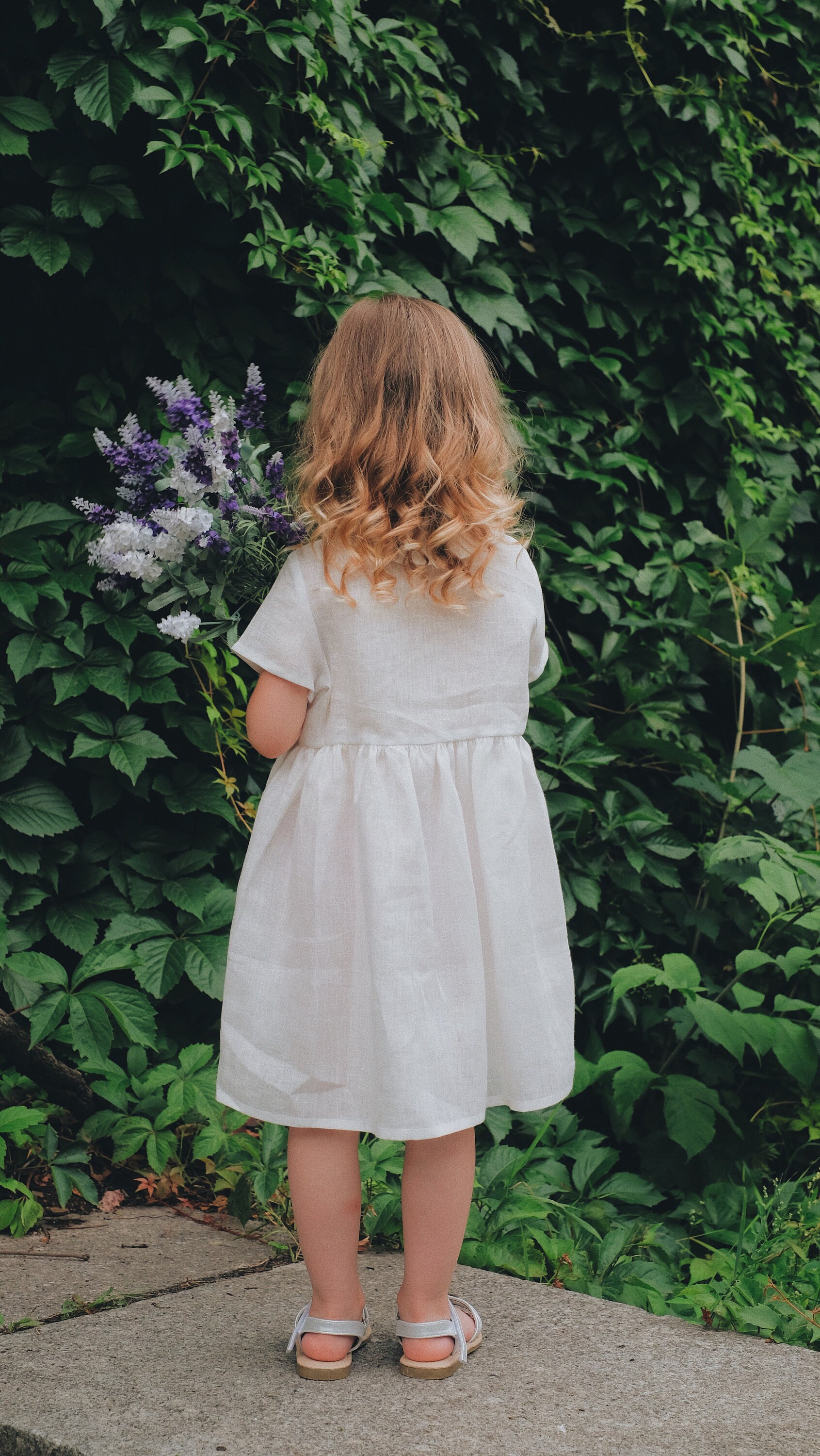 Girls White Linen Dress// Classic Dress With Peter Pan - Etsy