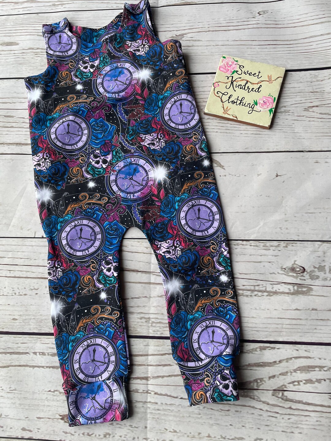 Gothic Skulls, Clock and Rose Romper - Etsy