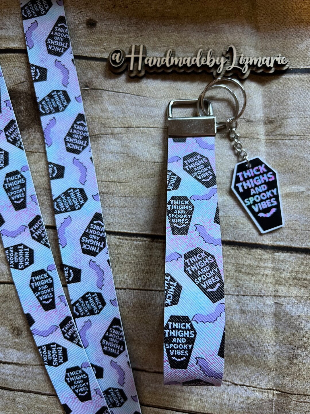 Thick Thighs & Spooky Vibes Keychain, Wristlet, Keyfob - Etsy