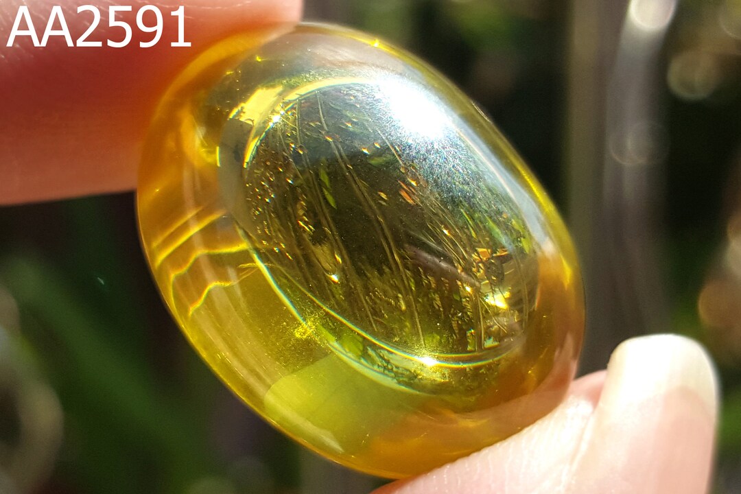 L Mystic Yellow Oval Soap Energy Naga Eye Crystal Gemstone Charm Wealth ...