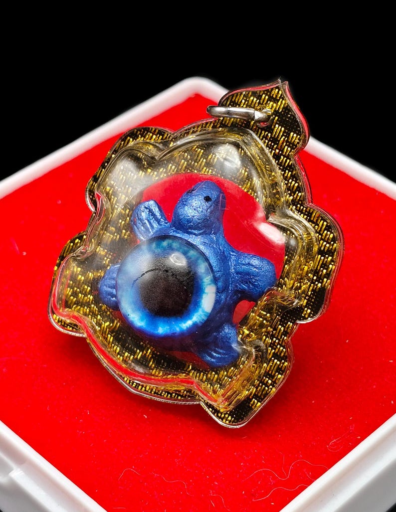 Cassd Blue Turtle Eye Phaya Tao Charm Protect Talisman Pendant Thai ...