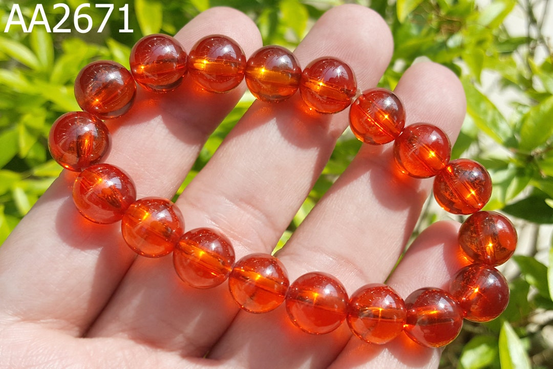 10mm Orange Red Naga Eye Crystal Gems Stone Bracelet Prayer Beads ...
