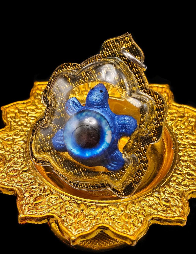 Cassd Blue Turtle Eye Phaya Tao Charm Protect Talisman Pendant Thai ...