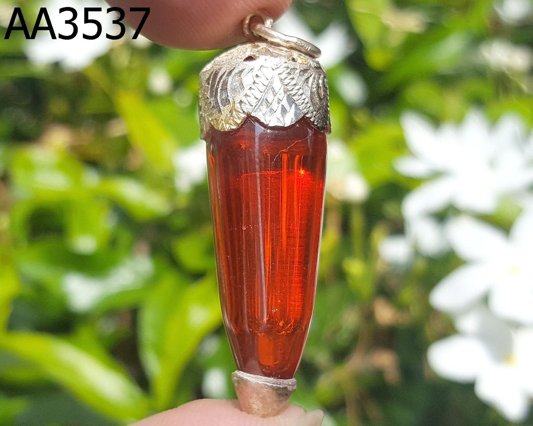 Mystic Red Energy FANG Naga Eye Gem Crystal Silver Cap Pendant Charm ...