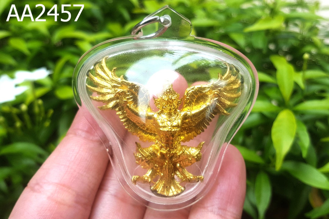Cased GOLDEN Garuda Phra Ya Krut Leadership Thai Buddha Amulet #aa2457a ...