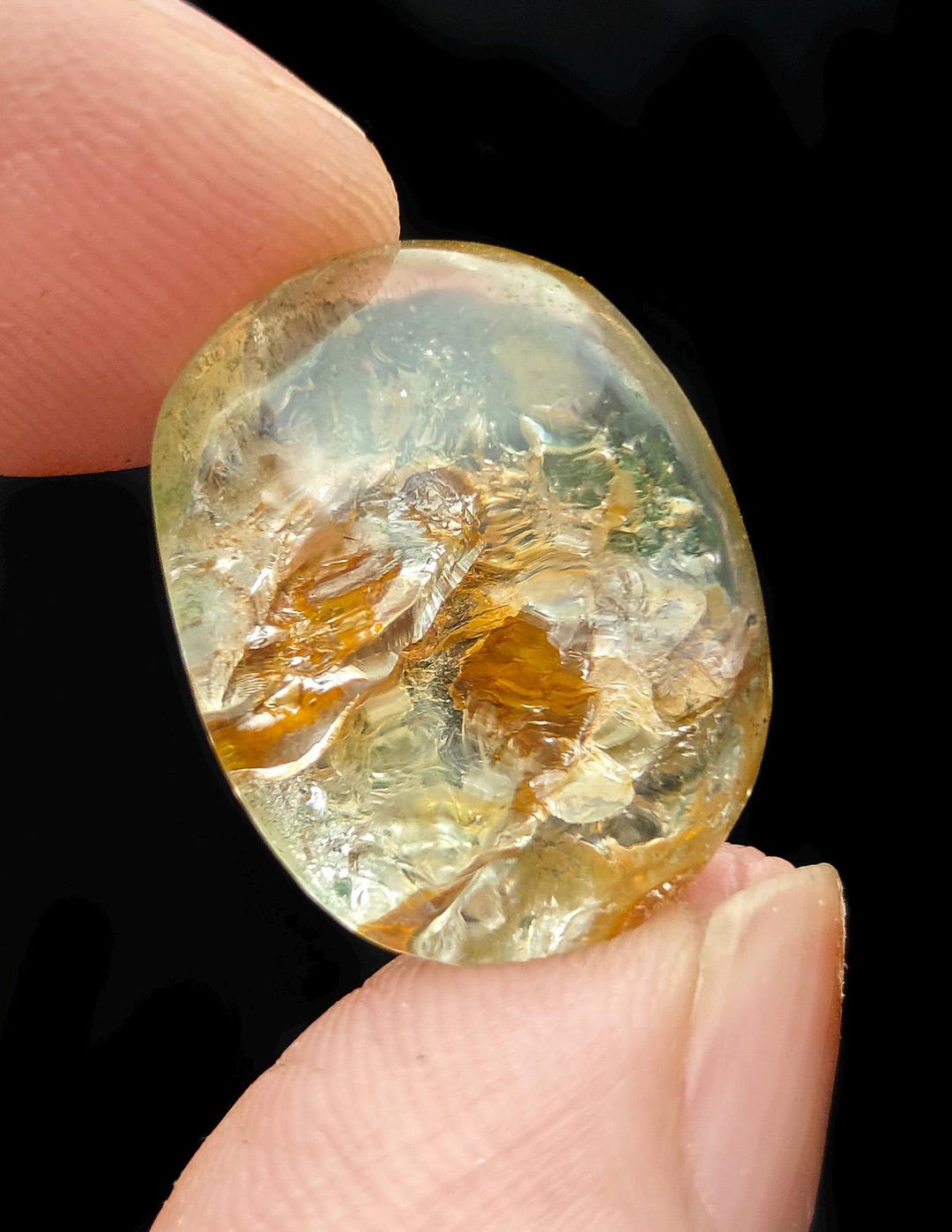 Powerful Leklai Kaew Light Golden Clear for Top Ring Charm Wealth Lucky ...