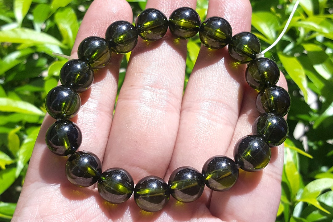 12mm Mystic Green Energy Naga Eye Crystal Gems Stone Beads Bracelet ...