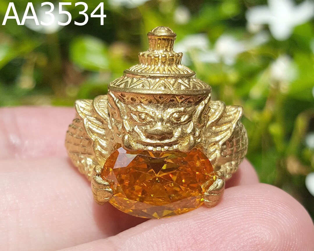Rahu Om Moon Yellow Naga Eye Charm Fortune Luck Wealth Thai Amulet ...