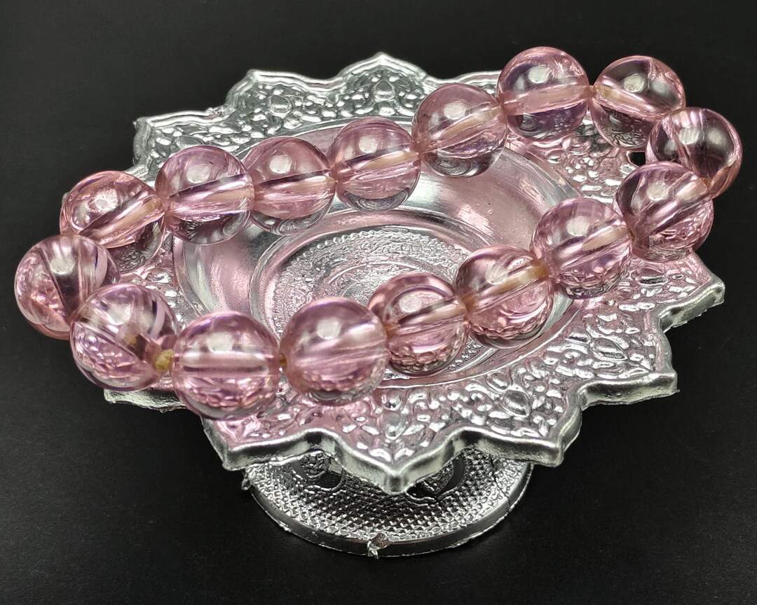 12mm Mystic Pink Naga Eye Crystal Gemstone Mala Beads Charm Wealth ...