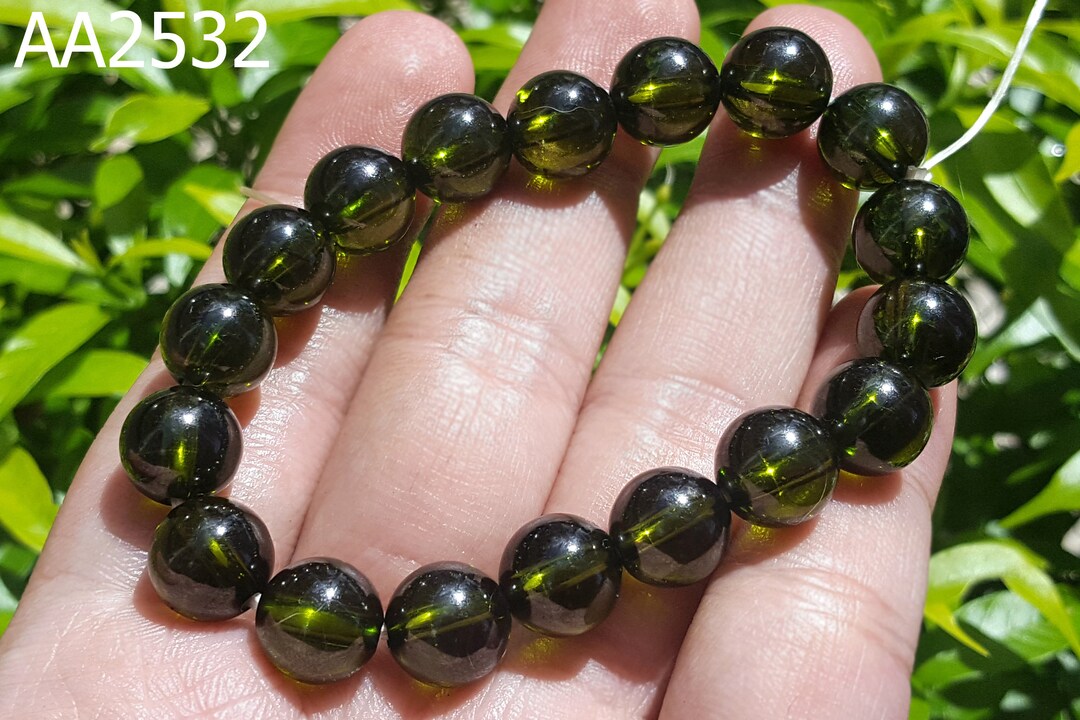 10mm Mystic Green Energy Naga Eye Crystal Gems Stone Bead Bracelet ...