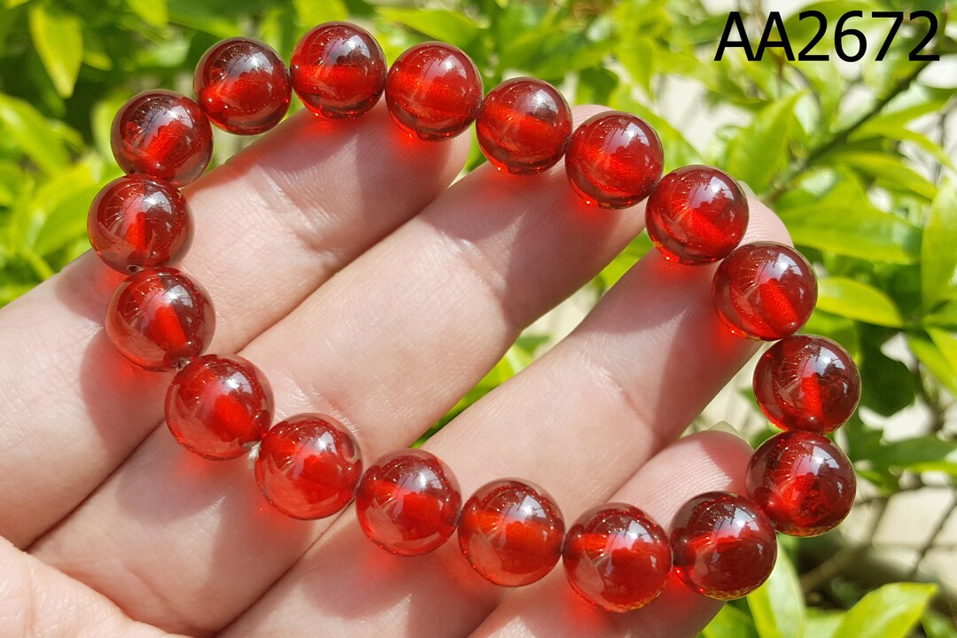 10mm Mystic Blood Red Energy Naga Eye Crystal Gems Stone Beads Bracelet ...