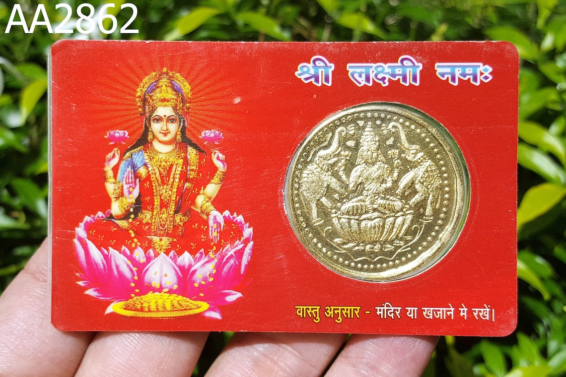 24k Gold Plated Coin Hindu Goddess Lakshmi Goddess of Wealth - Etsy Denmark