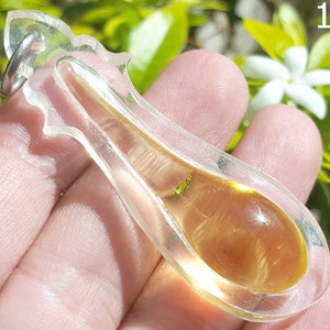 Cased Yellow Leklai Kaew Summon Shape Droplet Achan Somporn Thai Amulet ...