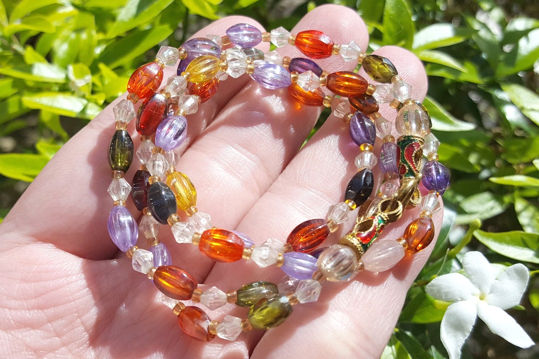 Colorful Nok Phra Gow Naga Eye Crystal Bead Necklace Prayer Thai Amulet ...