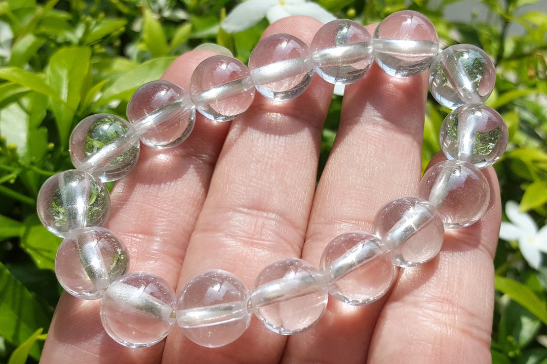 12mm Mystic White Energy Naga Eye Crystal Gems Stone Bead Bracelet ...