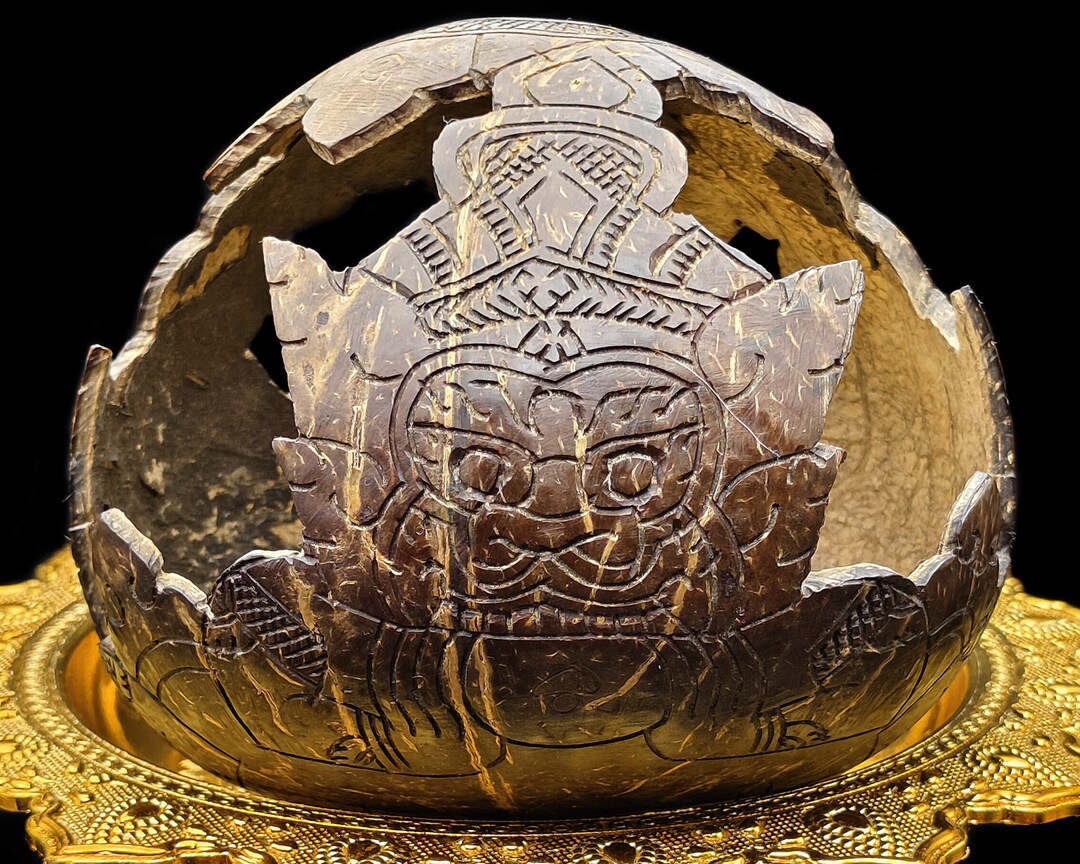 5 Coconut Shell Gala 3 Face Phra Rahu Om Moon Chan LP - Etsy