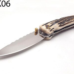 7 Custom Folding Pocket Knife Stainless Steel 440c Blade Wild Antler Deer Horn Handle KK06 - Etsy