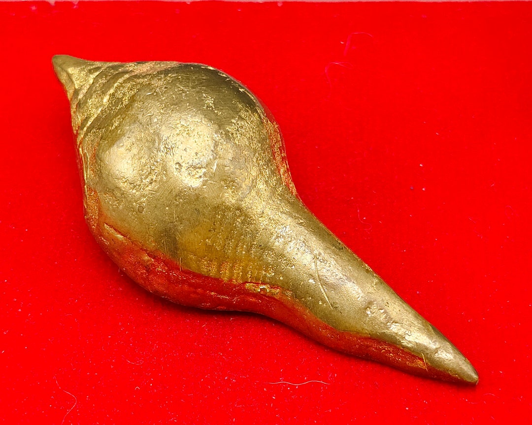 Conch Shell Gold Leklai Sang Mongkol Meksit Magic Holy Stone Charm ...