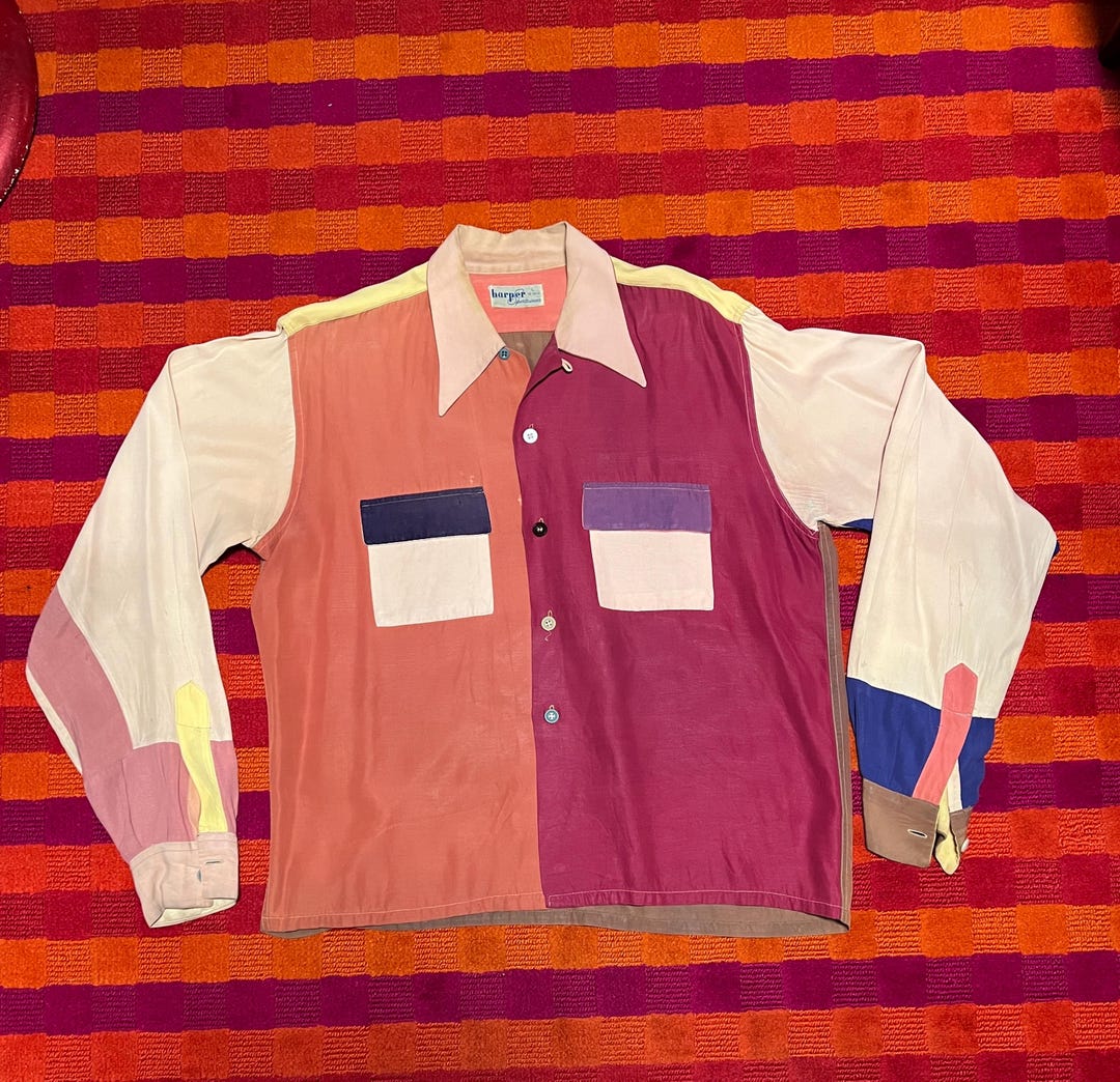 Vintage 1940s Rare Harper Sportswear END OF DAY Color Block Rockabilly ...