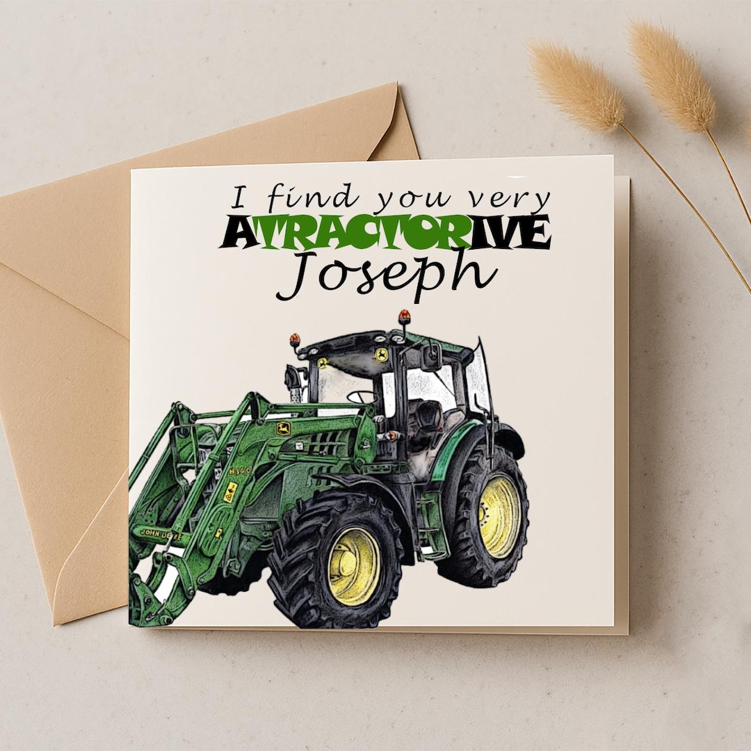 Personalised Tractor Anniversary Card, Funny Green Tractor Greetings ...