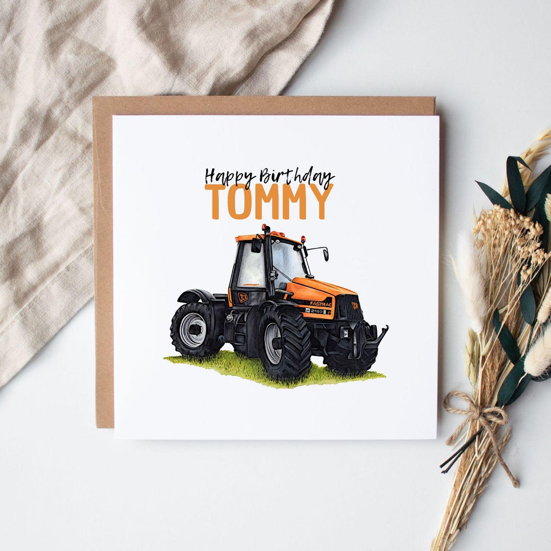 Personalised Yellow JCB Fastrac Tractor Birthday Card | Farmer Gifts - Etsy
