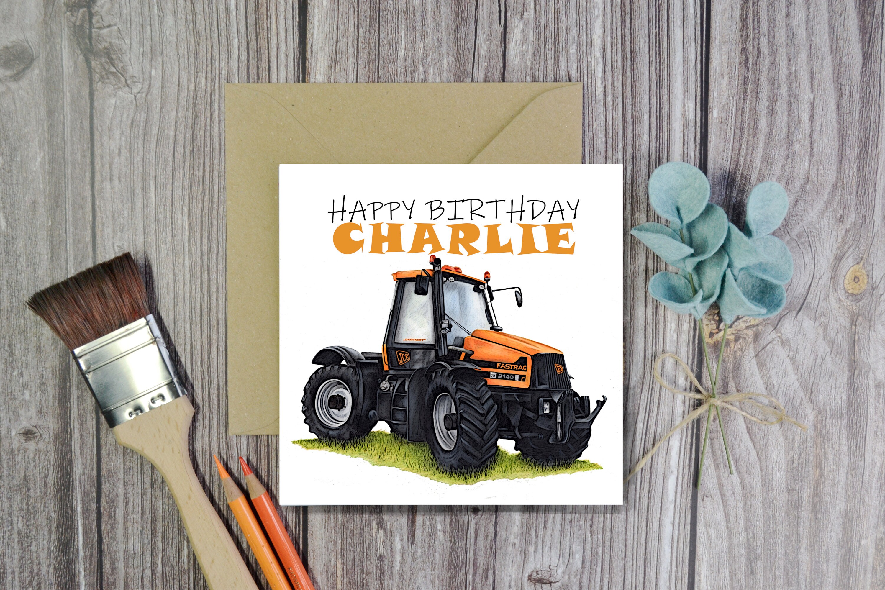 Personalised Tractor Birthday Card JCB Fastrac Yellow - Etsy