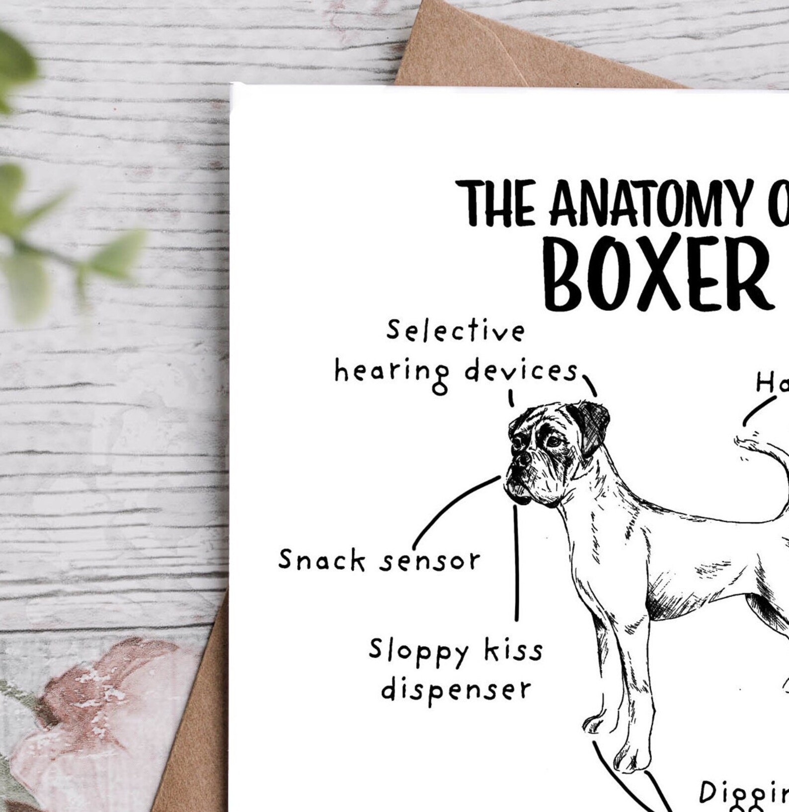 Funny Boxer Dog Birthday Card, Anatomy of a Boxer, Boxer Dog Owner Gift ...