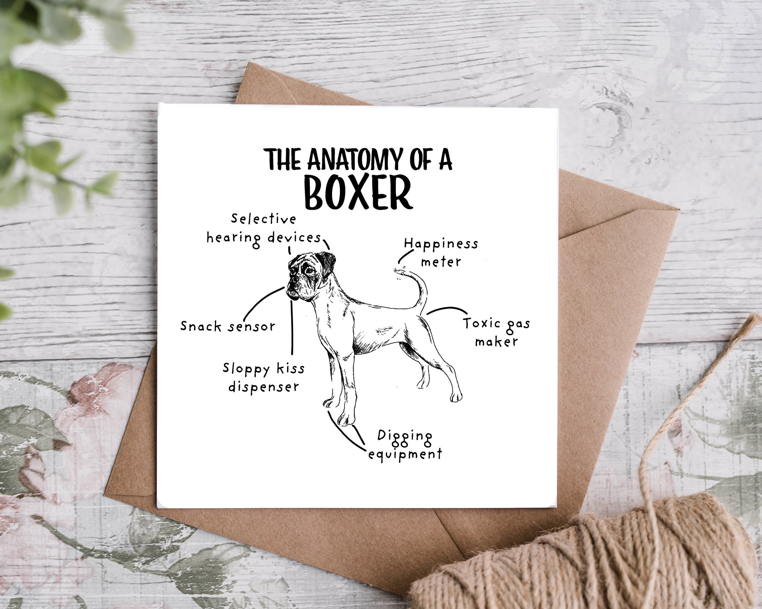 Funny Boxer Dog Birthday Card, Anatomy of a Boxer, Boxer Dog Owner Gift ...