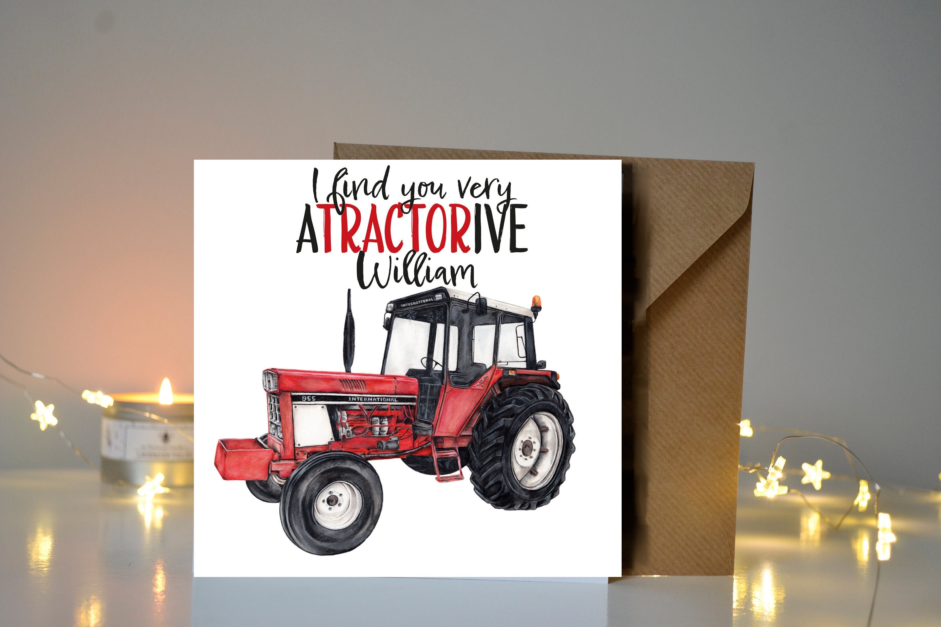Personalised Red Tractor Valentines Card, Farmer Tractor Boyfriend ...