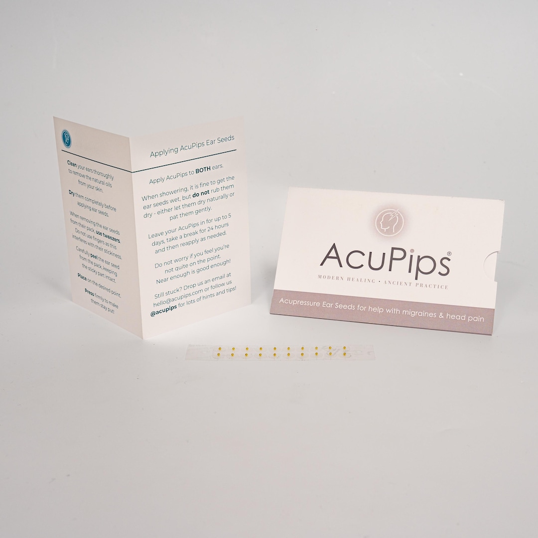 Migraine Ear Map and Ear Seeds - Gold/silver/rose Gold/natural ...