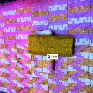 Baby Pink and Gold Authentic Kente 6 Yards Ghana Kente Fabric Kente and ...