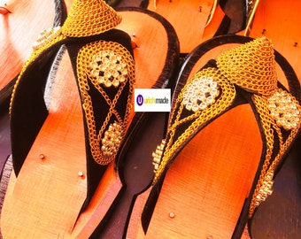 Handmade Men's Traditional Leather Slippers Ghanaian Men's Shoe Sandals ...