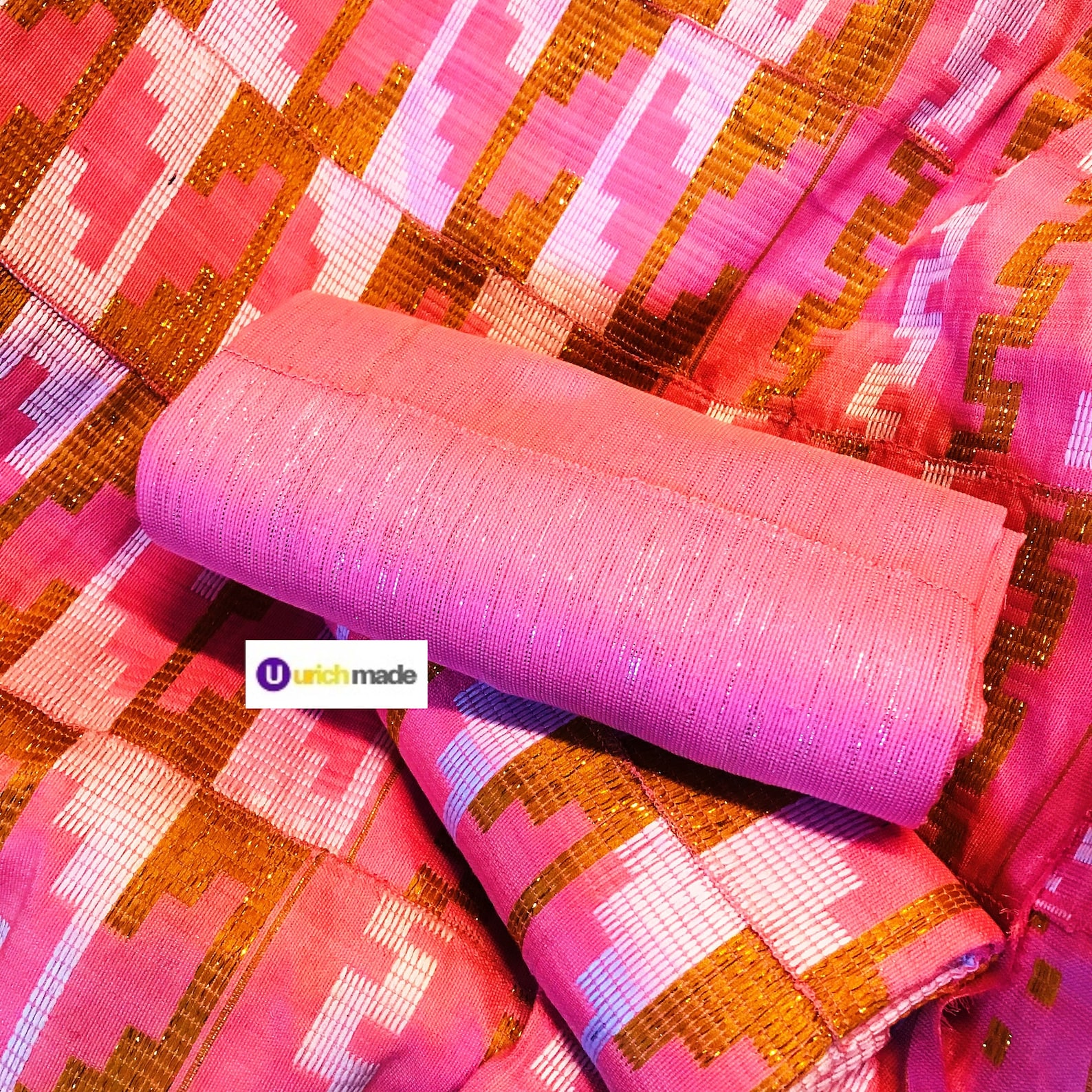 Pink Authentic Kente Yards Genuine Ghana Handwoven Kente - Etsy