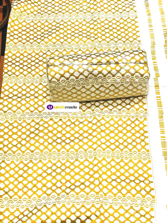Authentic Handwoven Gold and White Kente Fabric and Kente - Etsy
