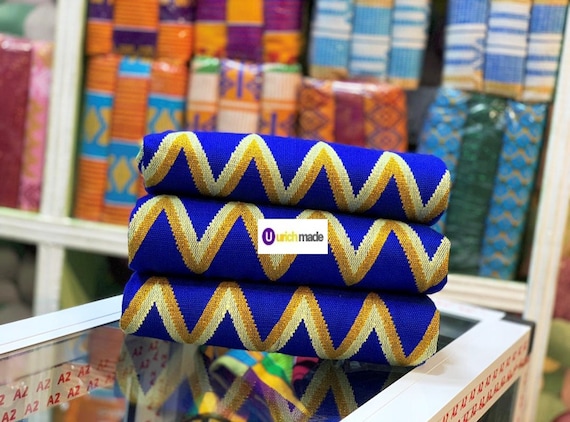 Royal Handwoven Blue Kente Fabric/kente Cloth 6 Yards - Etsy
