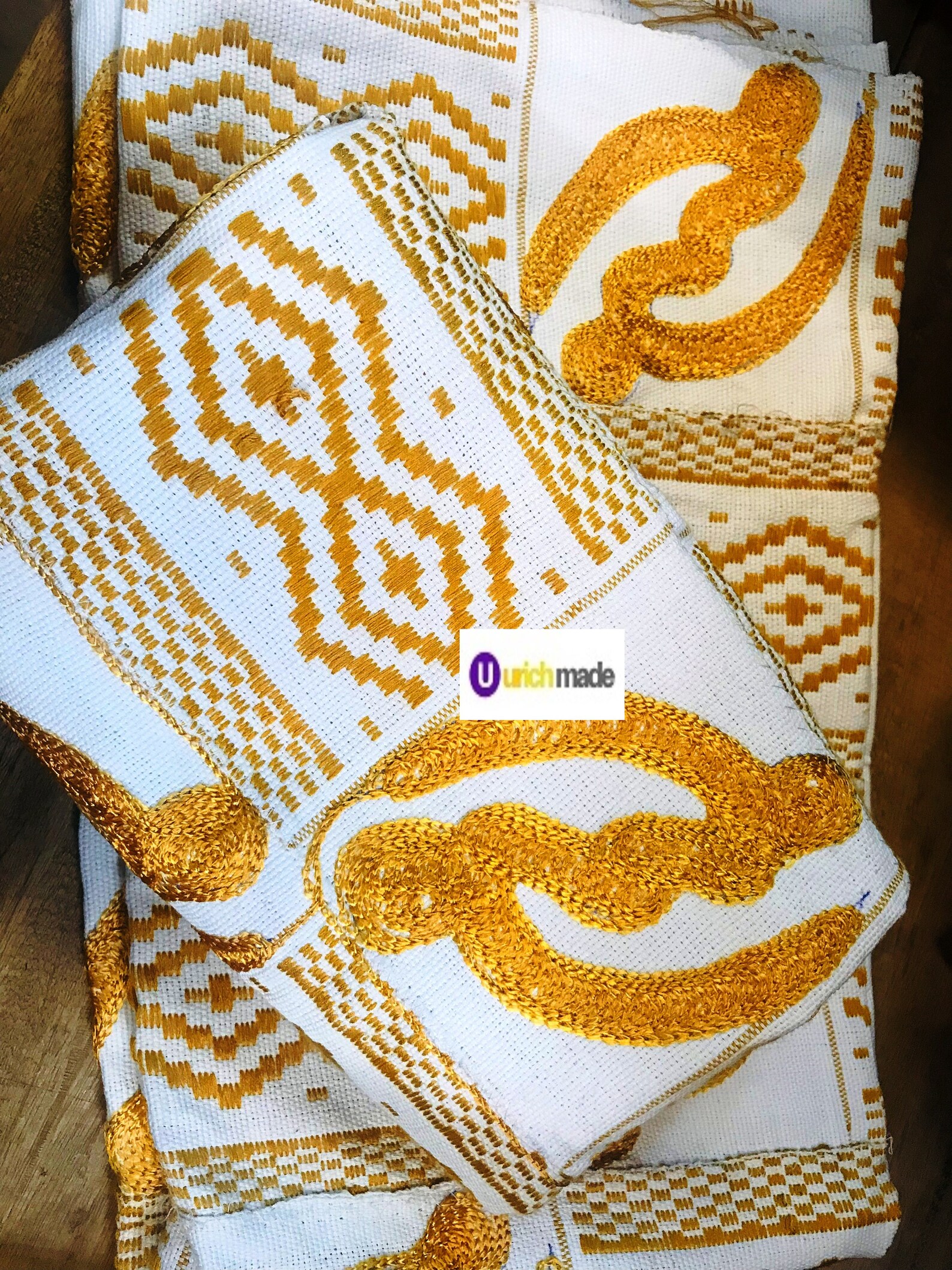 Gold and White Authentic Ghana Kente Cloth and Kente Fabric - Etsy