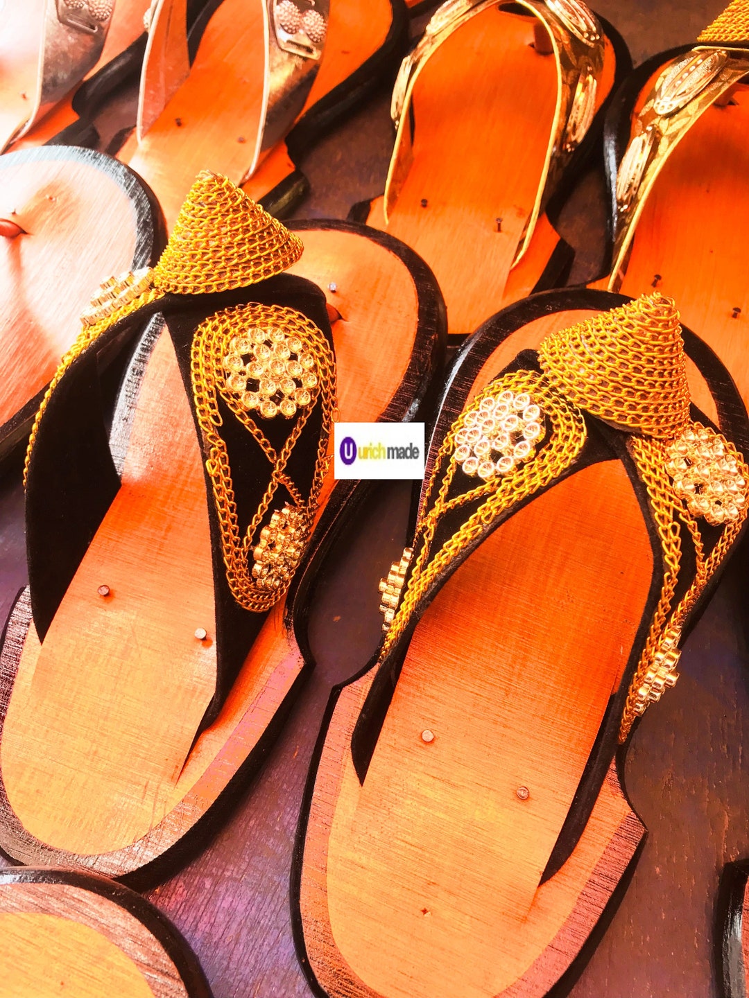 Women Authentic Gold Ahenema Traditional Ghanaian Leather Handmade ...