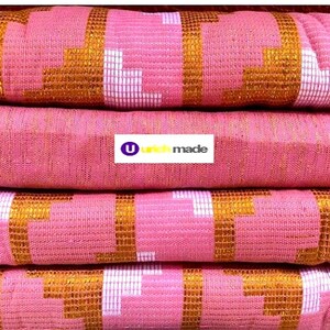 Pink Authentic Kente Yards Genuine Ghana Handwoven Kente Fabric and ...